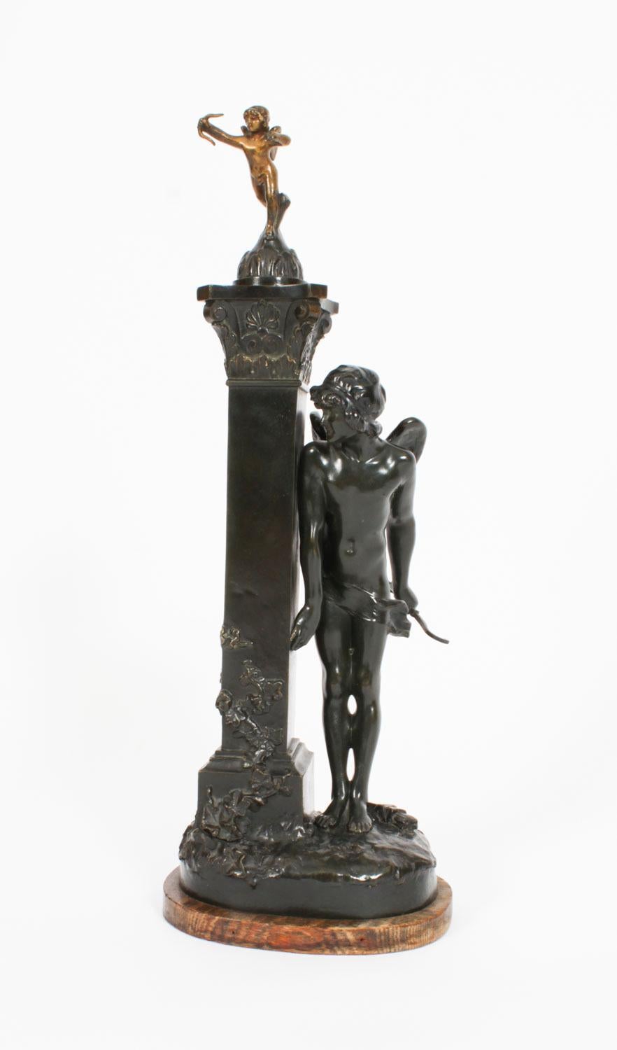 Sculpture victorienne ancienne en bronze de Cupidon et colonne de Paul ...