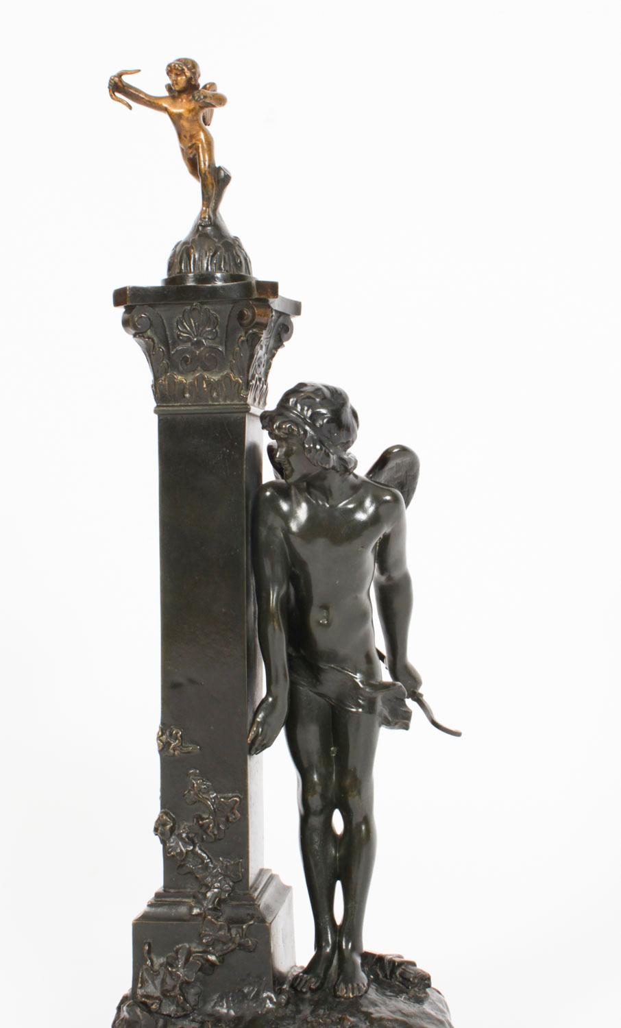 Sculpture victorienne ancienne en bronze de Cupidon et colonne de Paul ...