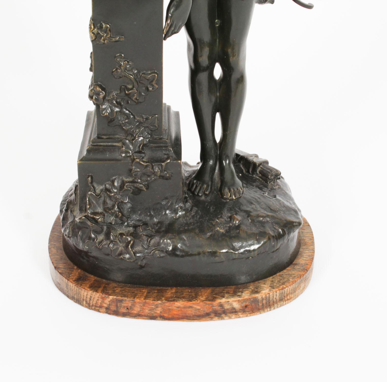 Antique Victorian Bronze Sculpture of Cupid and Column Paul Ponsard ...