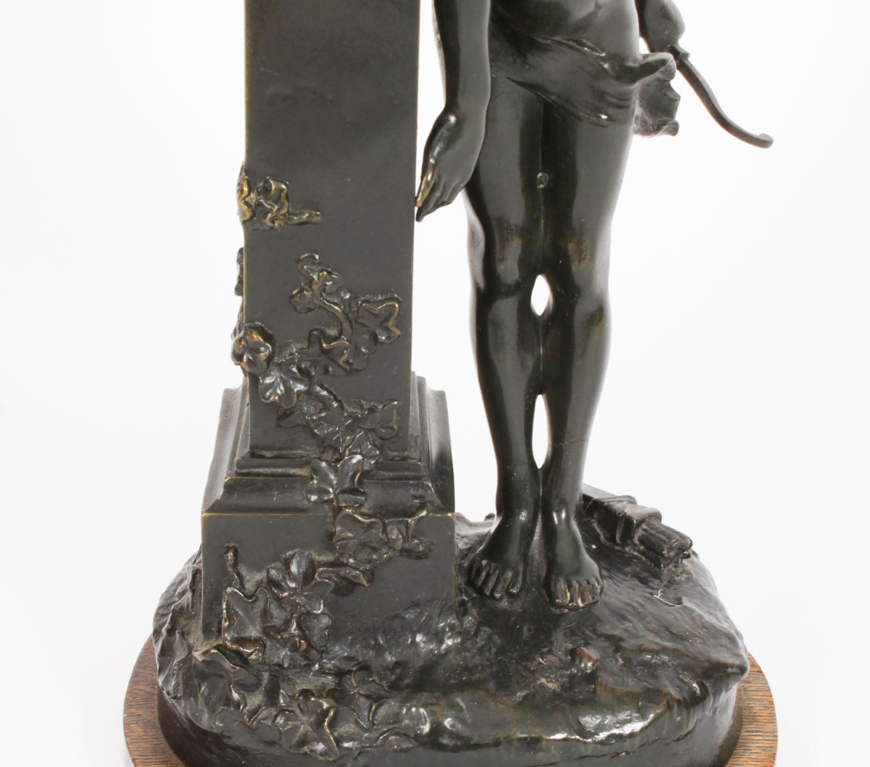 Sculpture victorienne ancienne en bronze de Cupidon et colonne de Paul ...