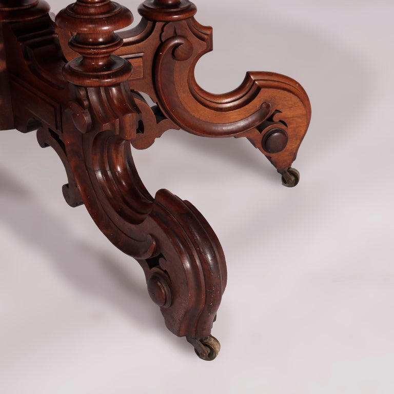 Antique Victorian Brooks Brothers Walnut and Marble Parlor Table, circa ...