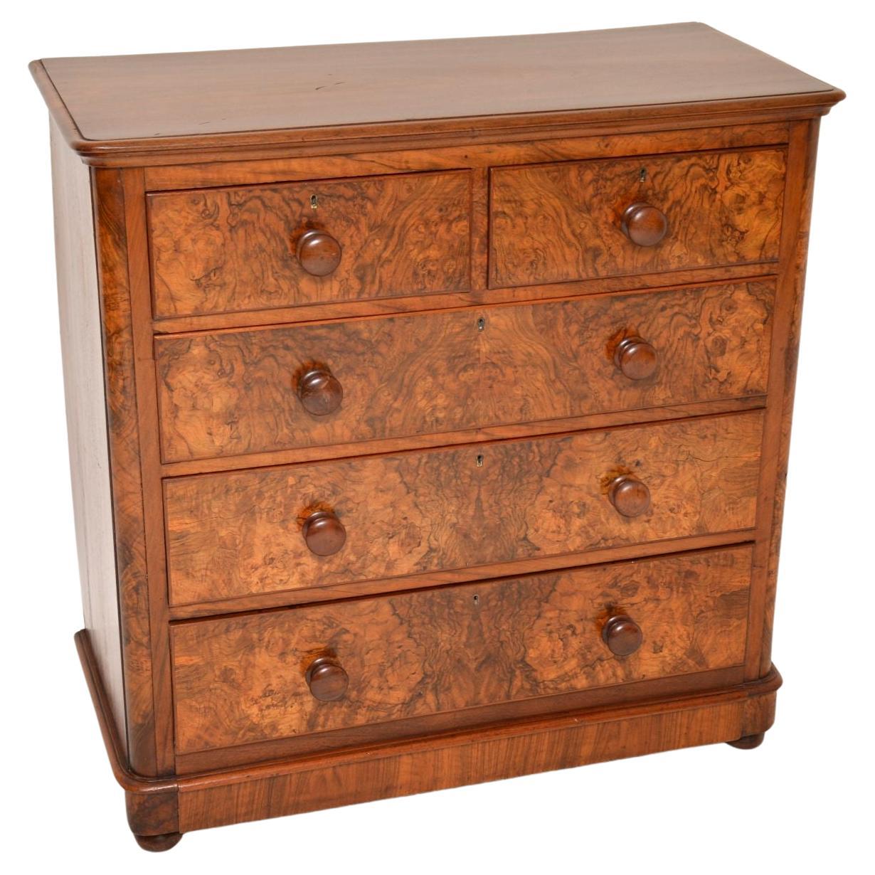Antique Edwardian Burr Walnut Chest of Drawers at 1stDibs