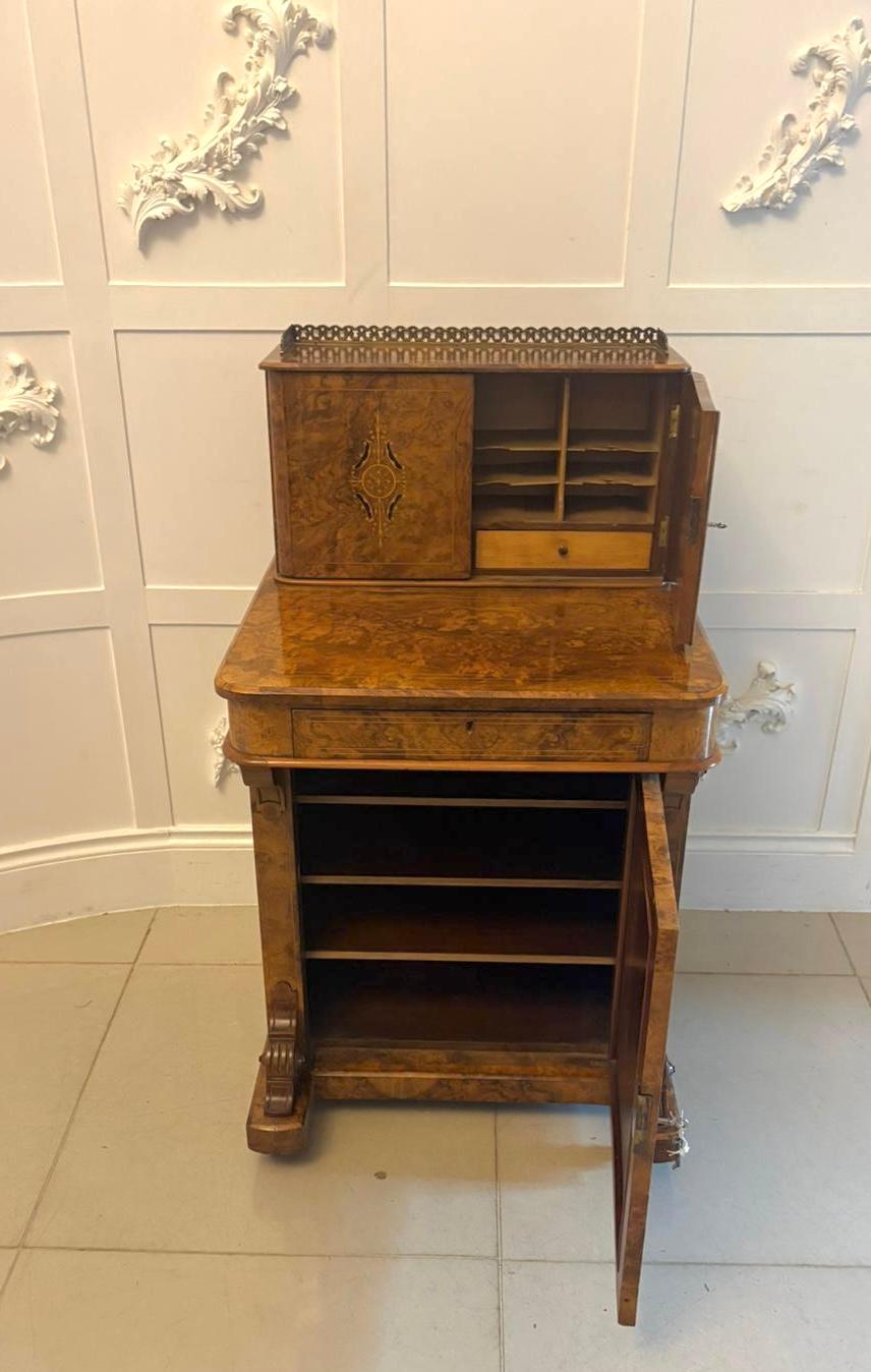 Antique Victorian Burr Walnut Davenport Desk Writing Table Stationery ...