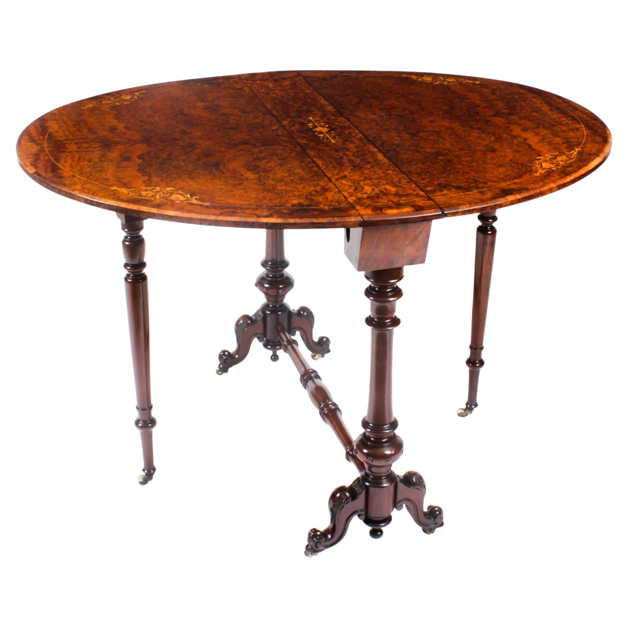 Antique Victorian Burr Walnut Marquetry Inlaid Dining Table 19th ...