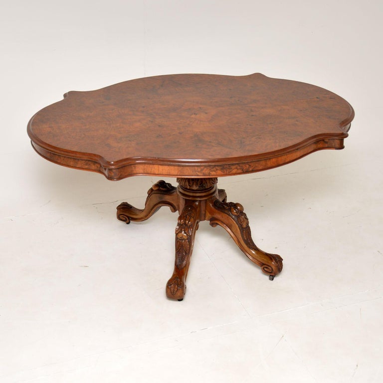 Antique Victorian Burr Walnut Loo Table For Sale at 1stDibs