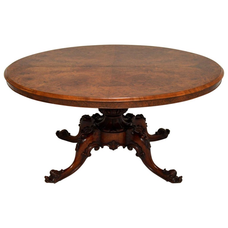 Antique Victorian Burr Walnut Loo Table at 1stDibs