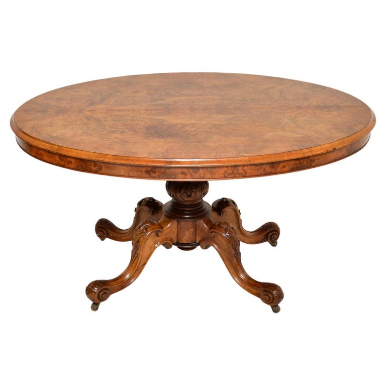 Antique Victorian Burr Walnut Loo Table For Sale at 1stDibs