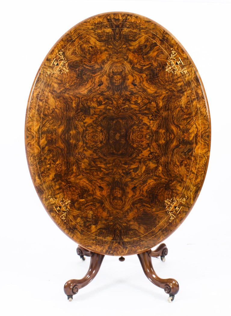 Antique Victorian Burr Walnut Oval Loo Table 19th Century For Sale at ...