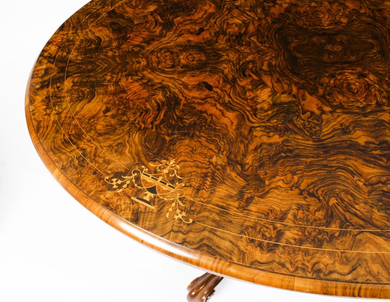 Antique Victorian Burr Walnut Oval Loo Table 19th Century For Sale at ...