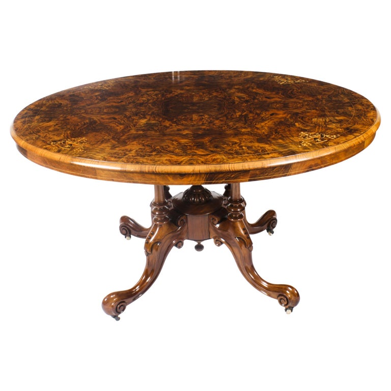 Antique Victorian Burr Walnut Oval Loo Table 19th Century For Sale at ...