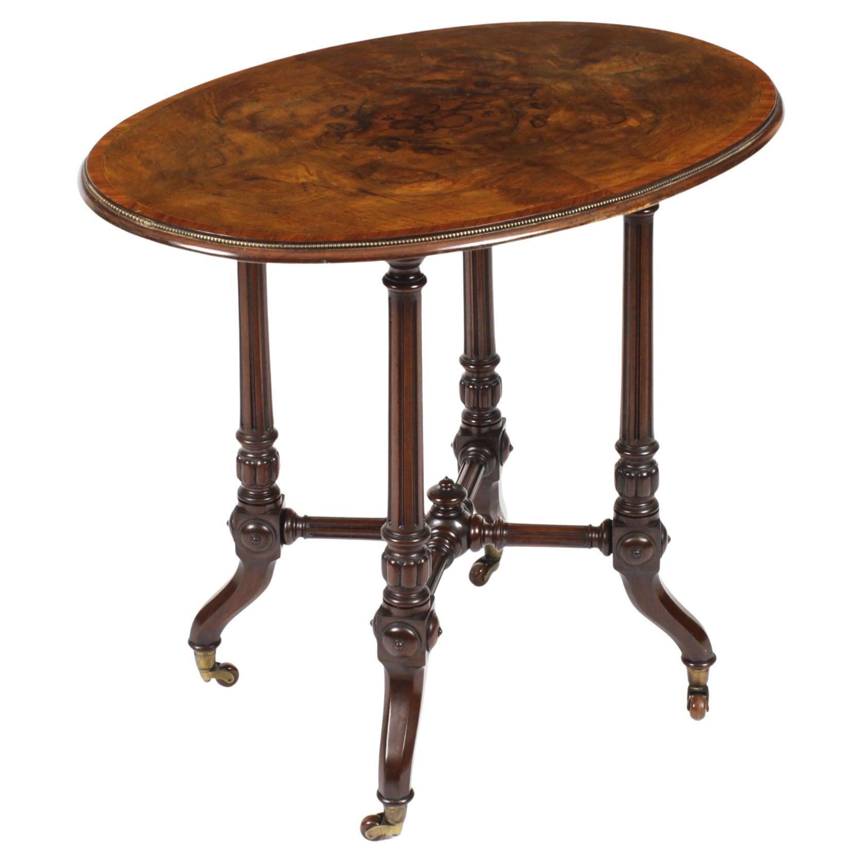 19th Century English Victorian Burr Walnut Table For Sale at 1stDibs