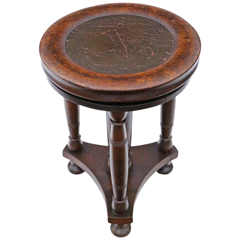 Antique Victorian circa 1900 Adjustable Mahogany Piano Music Stool at ...