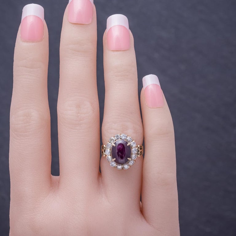 Antique Victorian Cabochon Star Ruby Diamond 3 Carat Ruby circa 1880 ...