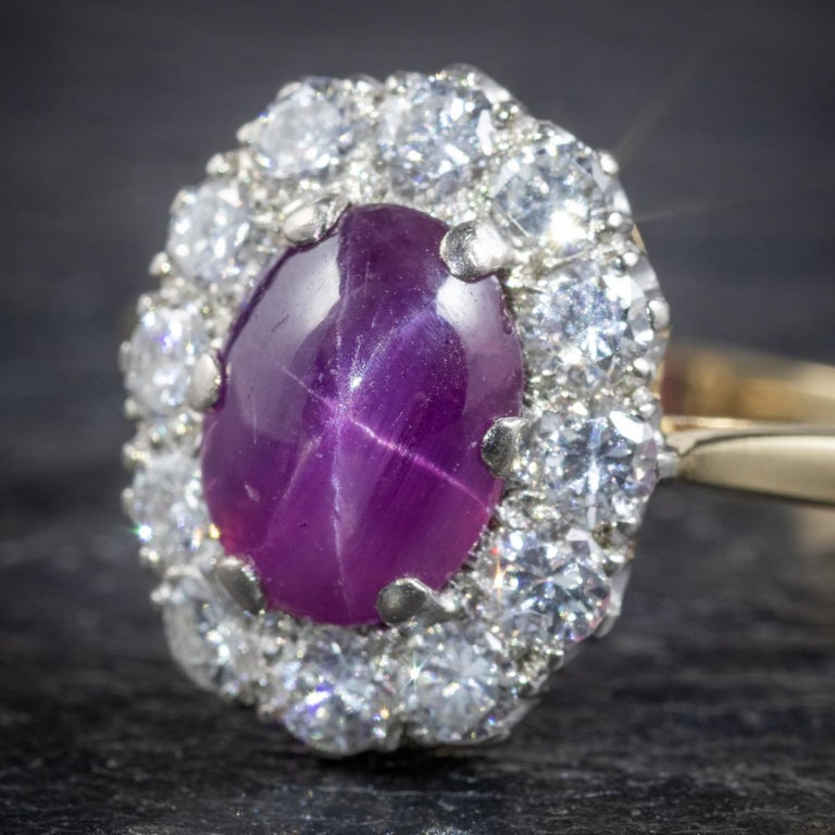 Antique Victorian Cabochon Star Ruby Diamond, circa 1900 Ring For Sale ...