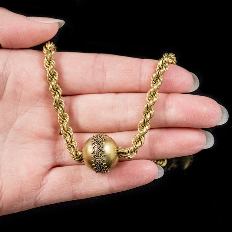 Antique Victorian Cannetille Ball Necklace 18ct Gilded Gold Chain ...