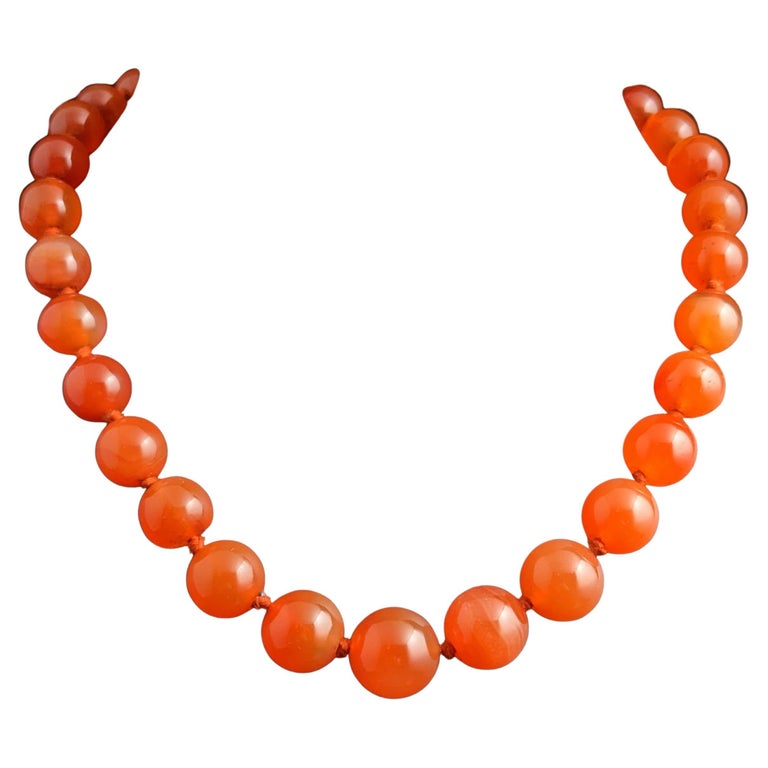 Antique Victorian Carnelian Bead Necklace, 9k Yellow Gold For Sale at ...