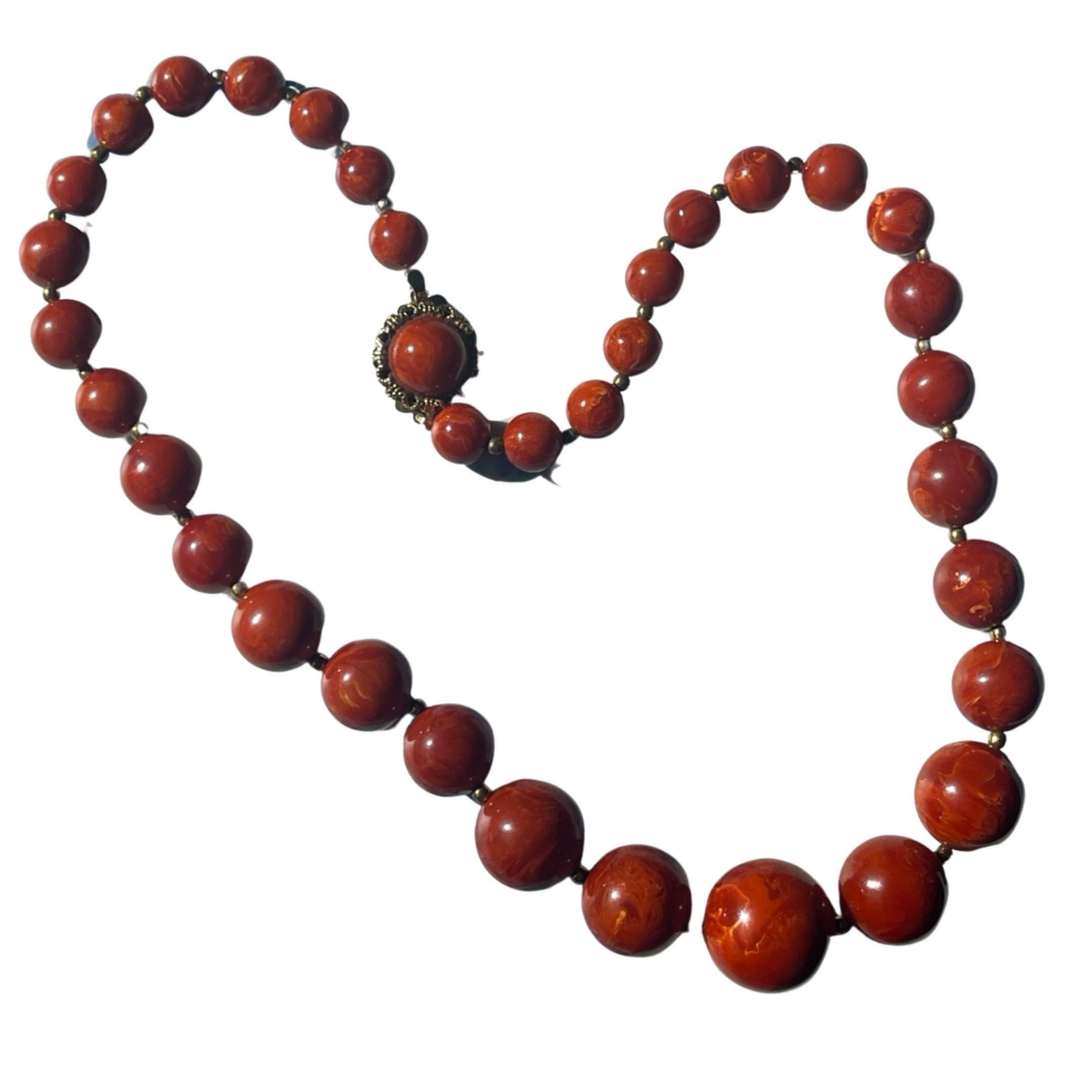 Antique Victorian Carnelian Bead Necklace For Sale at 1stDibs