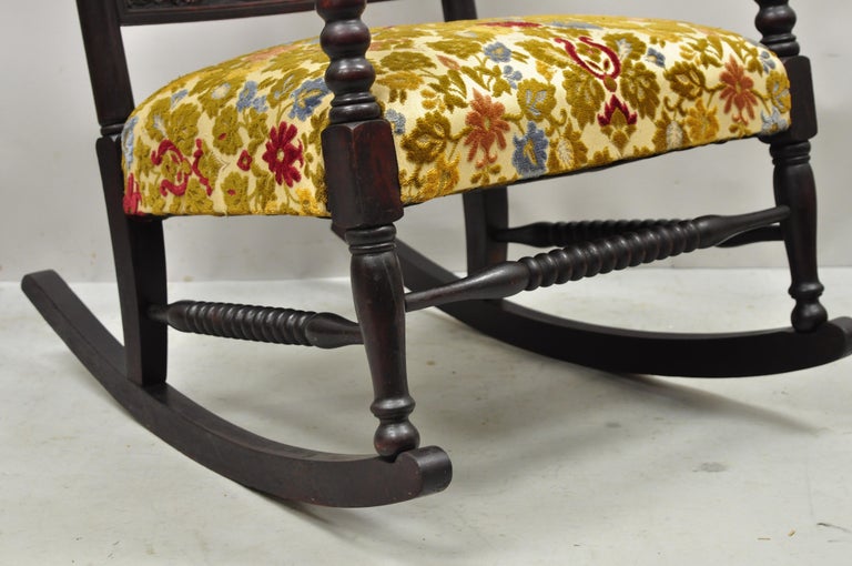 Antique Victorian Carved Mahogany Northwind Face Cornucopia Rocking ...