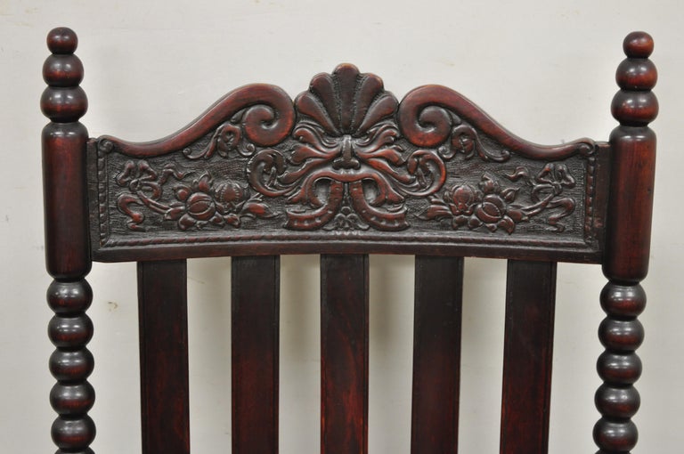 Antique Victorian Carved Mahogany Northwind Face Cornucopia Rocking ...