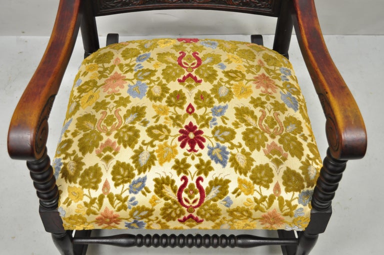 Antique Victorian Carved Mahogany Northwind Face Cornucopia Rocking ...