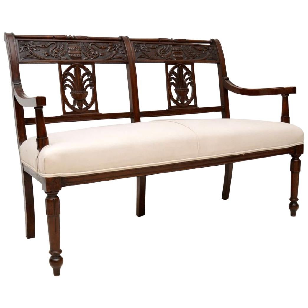 Antique Victorian Carved Mahogany Settee For Sale at 1stDibs | antique ...