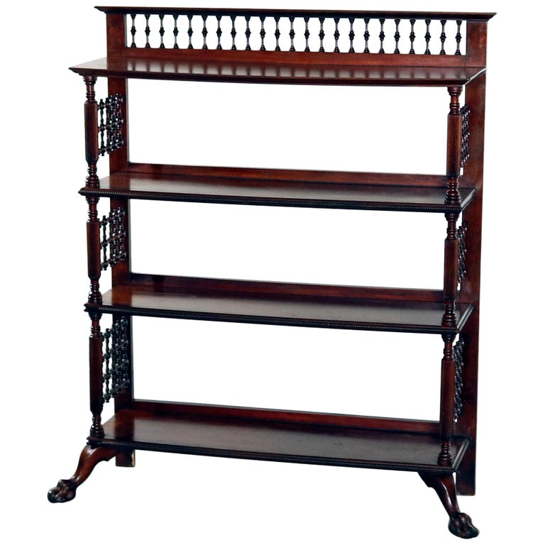 Antique Victorian Carved Mahogany Spindle and Clawfoot Bookstand at 1stDibs