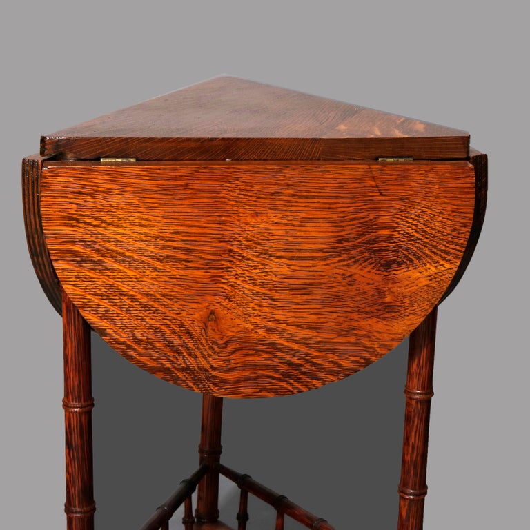 Antique Victorian Carved Oak Faux Bamboo Drop Leaf Side Triangular ...