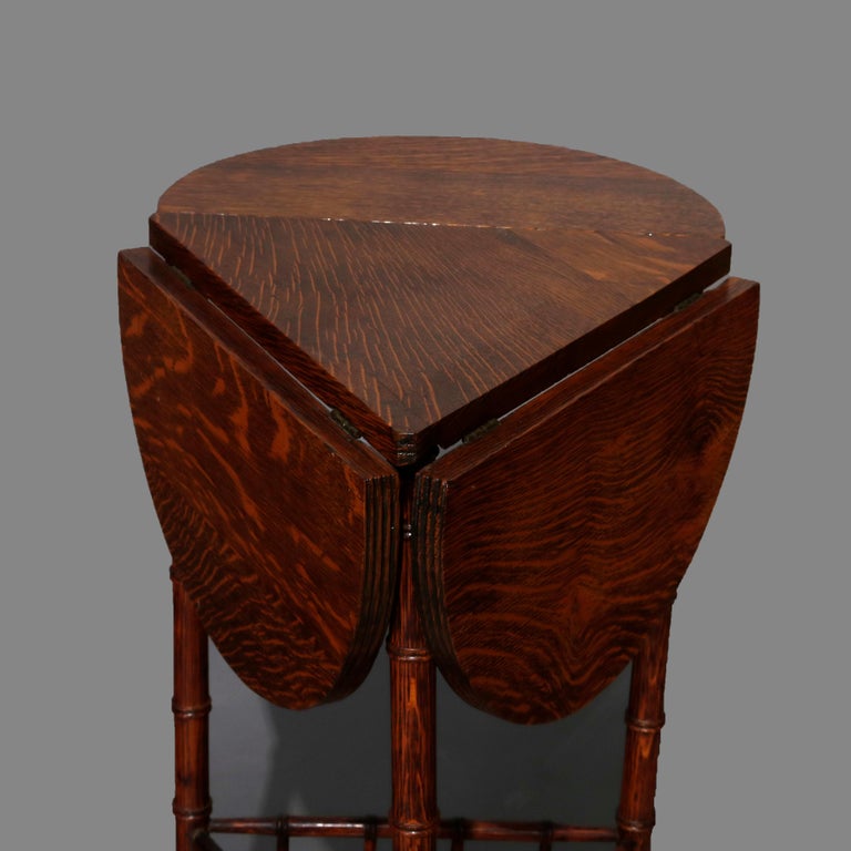 Antique Victorian Carved Oak Faux Bamboo Drop Leaf Side Triangular ...