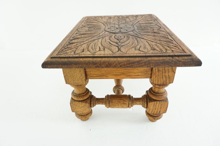 Antique Victorian Carved Oak Gothic Revival Footstool, Scotland 1890 ...