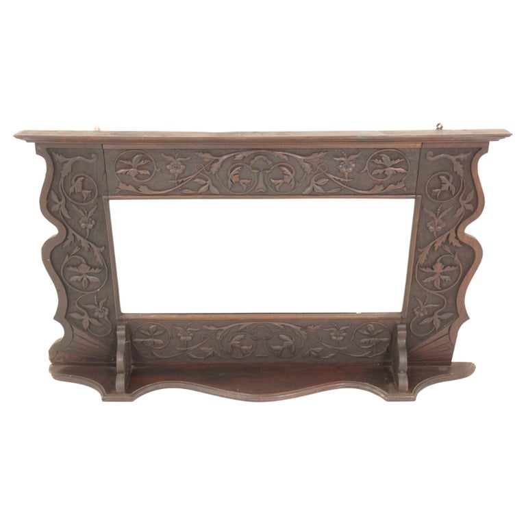 Antique Victorian Carved Oaks Over Mantle Bevelled Mirror, Scotland ...