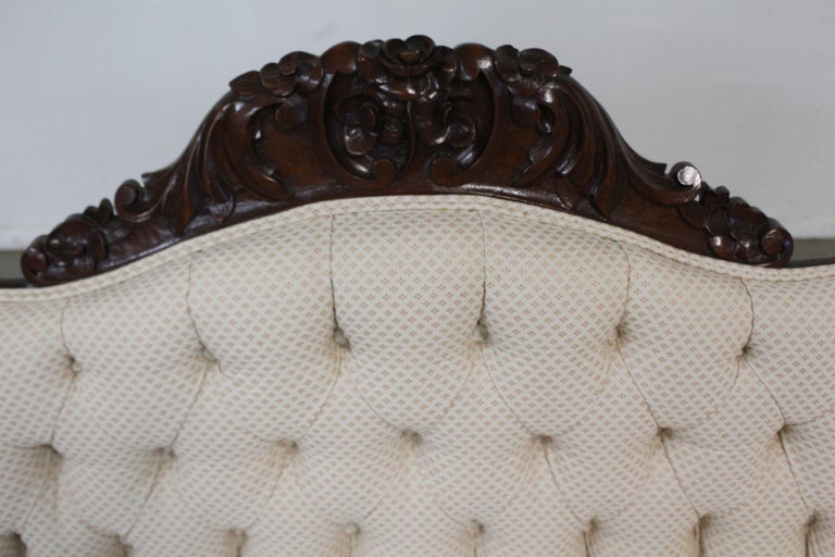 Antique Victorian Carved Settee / Loveseat / Sofa with Tufted Back at ...