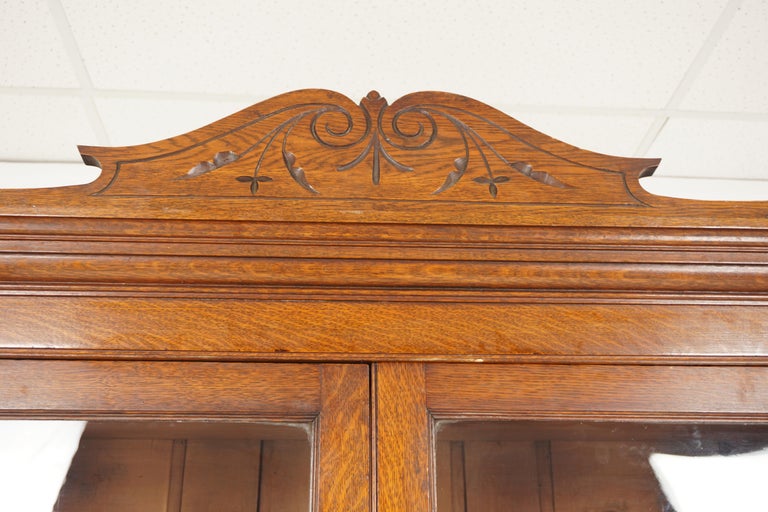 Antique Victorian Carved Tiger Oak Cabinet Bookcase Display, Scotland ...