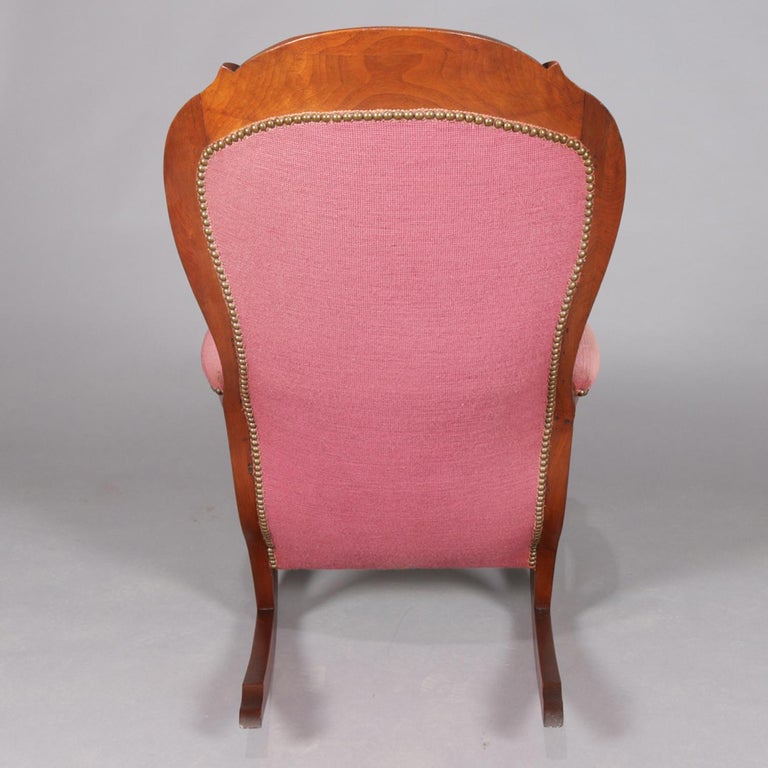 Antique Victorian Carved Walnut and Needlepoint Upholstered Lincoln ...