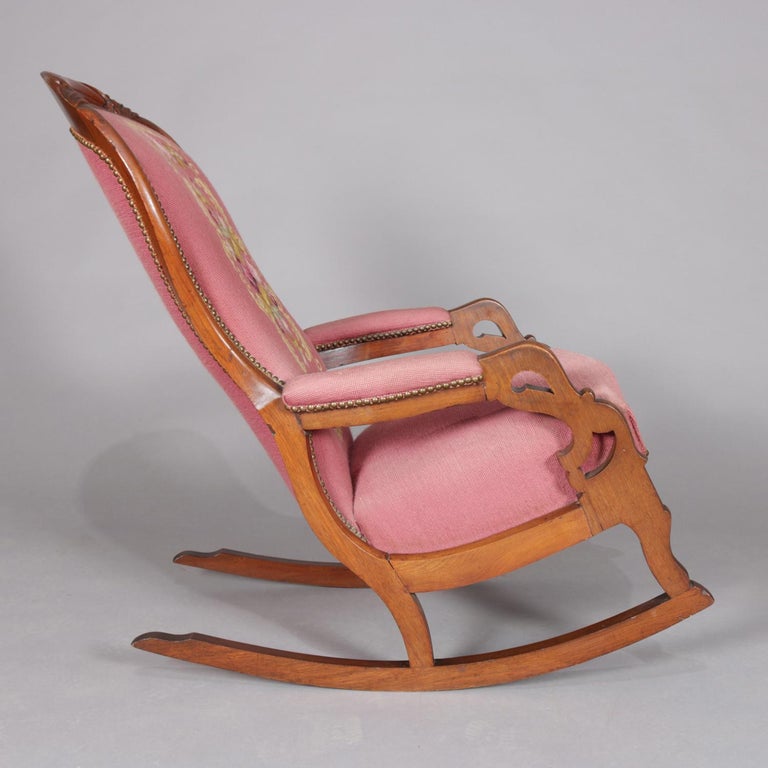 Antique Victorian Carved Walnut and Needlepoint Upholstered Lincoln ...