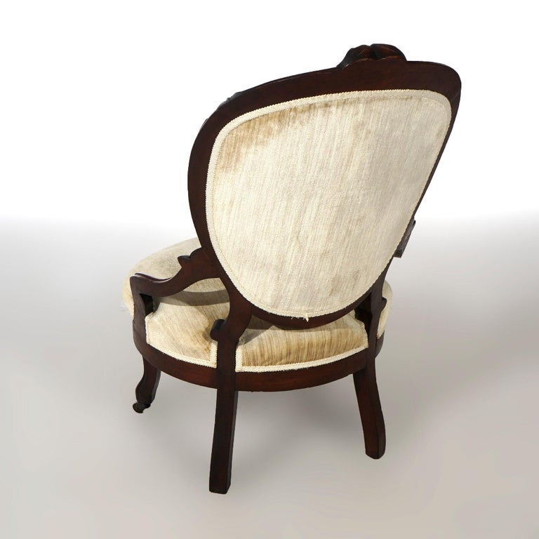 Antique Victorian Carved Walnut Button-Back Parlor Arm Chair Circa 1890 ...