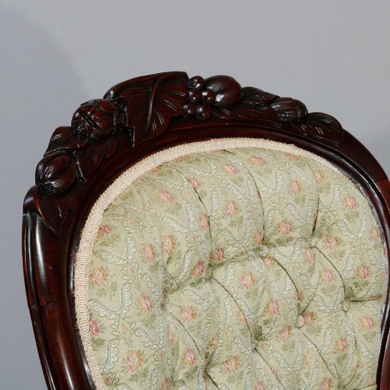 Antique Victorian Carved Walnut and Button Back Upholstered Parlor ...
