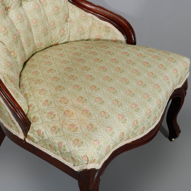 Antique Victorian Carved Walnut and Button Back Upholstered Parlor ...