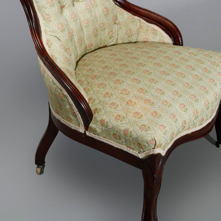 Antique Victorian Carved Walnut and Button Back Upholstered Parlor ...