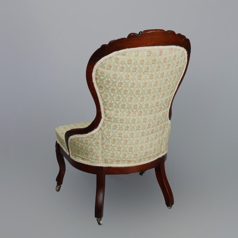 Antique Victorian Carved Walnut and Button Back Upholstered Parlor ...