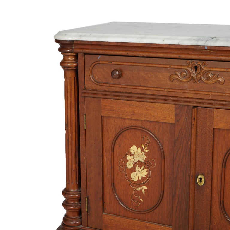 Antique Victorian Carved Walnut Marble Top Commode circa 1890 For Sale ...