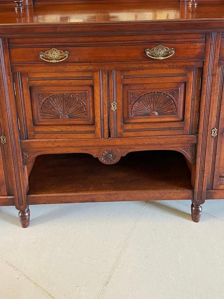 Antique Victorian Carved Walnut Mirror Back Sideboard For Sale at 1stDibs