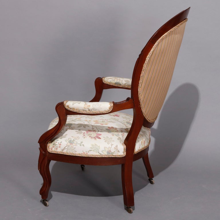 Antique Victorian Carved Walnut Upholstered Parlor Chair Set, circa ...