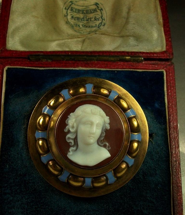 Antique Victorian Cased Goddess Flora Hard Stone Cameo Brooch For Sale ...