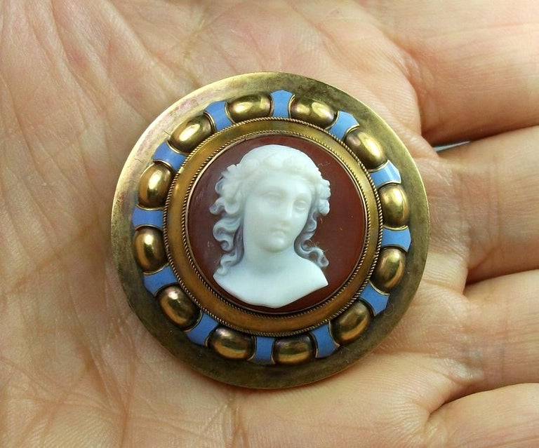 Antique Victorian Cased Goddess Flora Hard Stone Cameo Brooch For Sale ...
