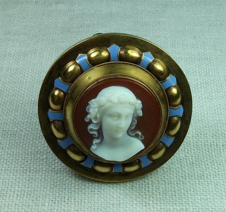 Antique Victorian Cased Goddess Flora Hard Stone Cameo Brooch For Sale ...