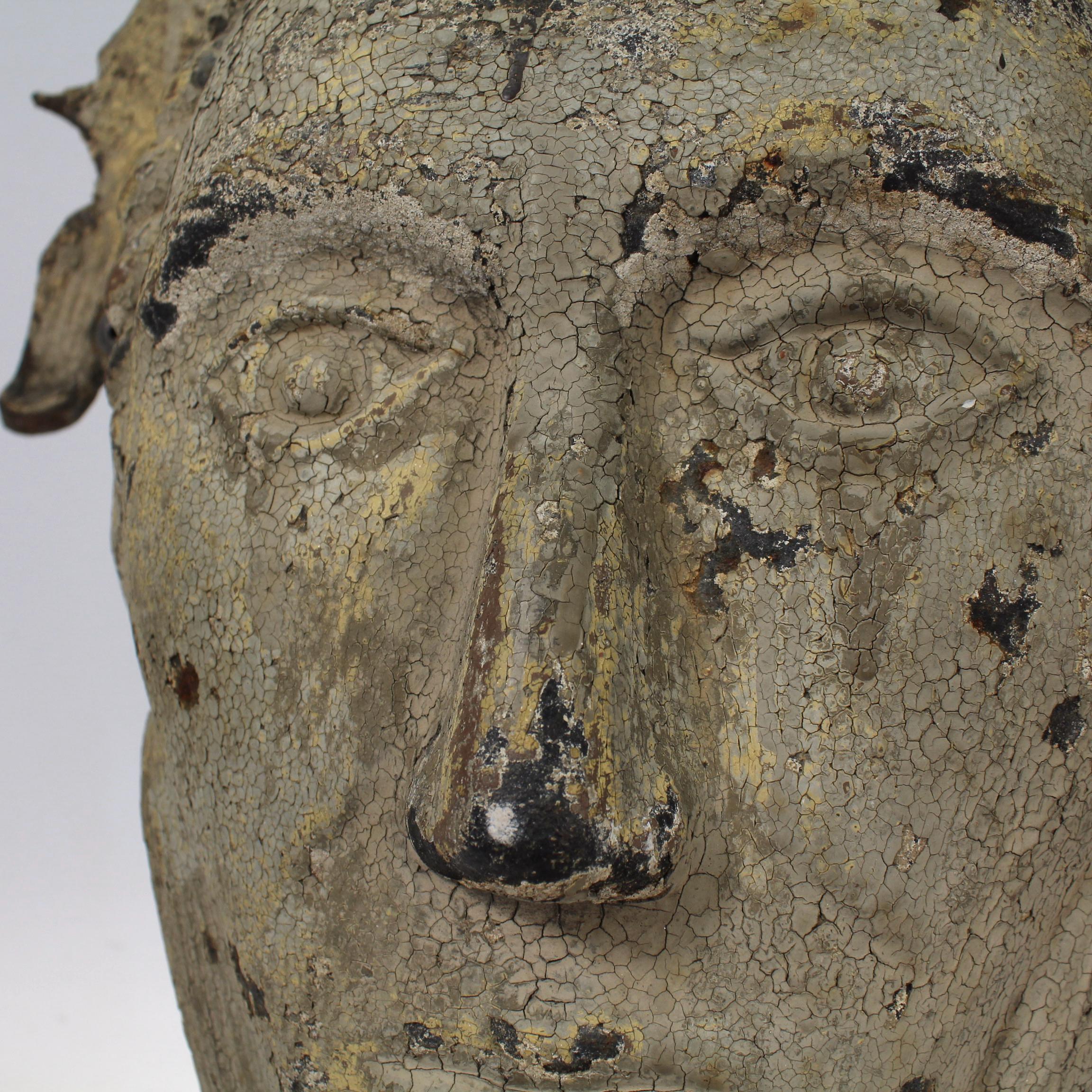 Antique Victorian Cast Iron Architectural Mask with White Paint For ...