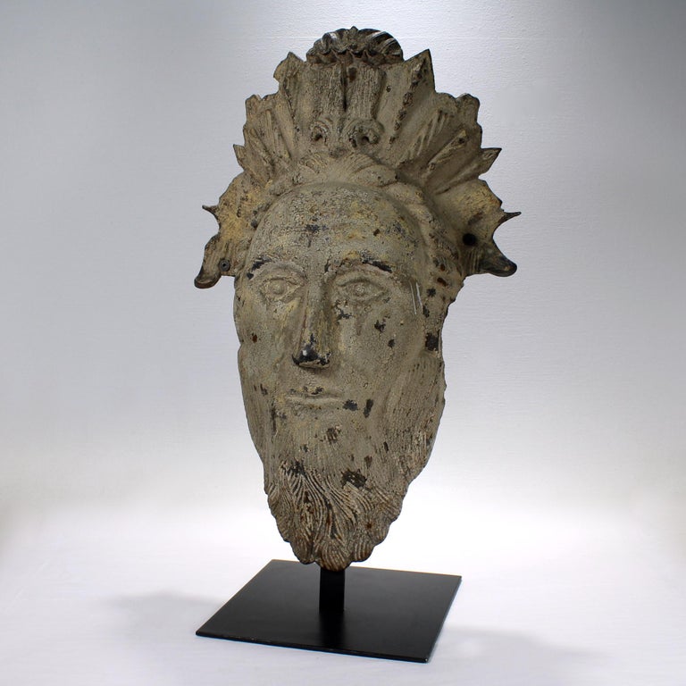 Antique Victorian Cast Iron Architectural Mask with White Paint For ...