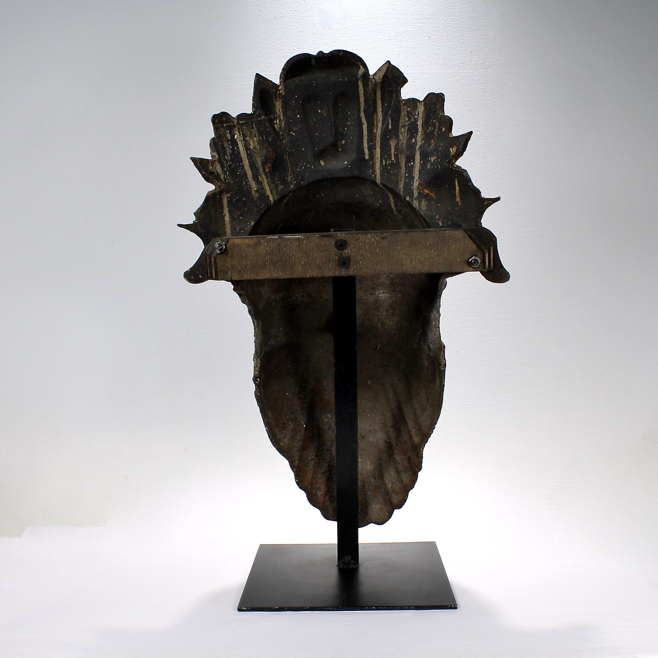 Antique Victorian Cast Iron Architectural Mask with White Paint For ...