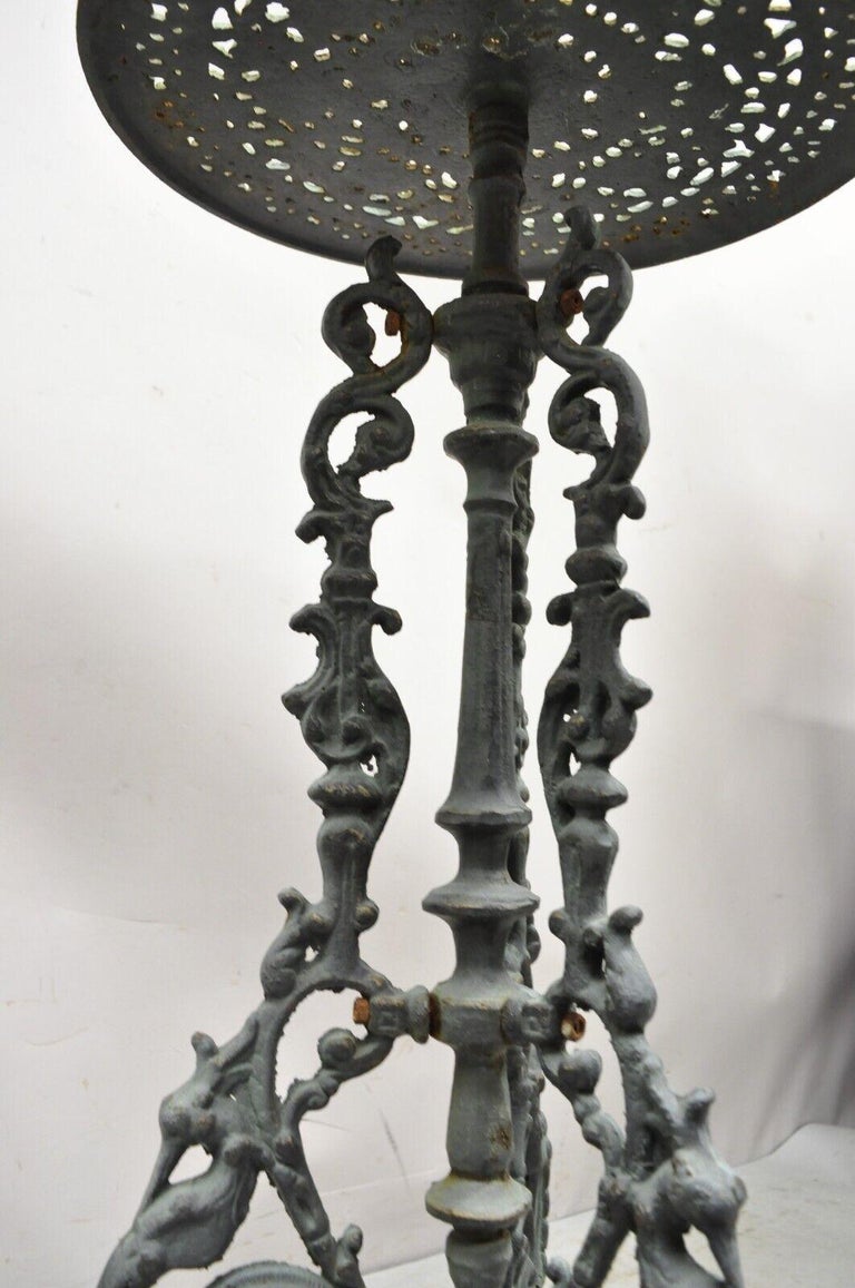 Antique Victorian Cast Iron Green Ornate Plant Stand Tripod Pedestal ...