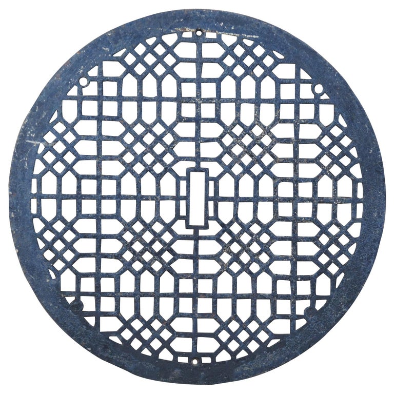 Antique Victorian Cast Iron Round Grate Cover Guard Register ...